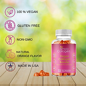 Simply Collagen® Vegan Collagen Booster Gummies for Women & Men - Promotes Youthful & Beautiful Skin, Hair, Nails & Lashes - Key Amino Acids & Antioxidants with Biotin, Vitamins A,C, & E