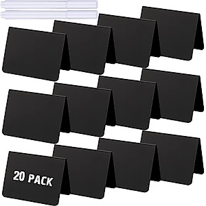 20 Pieces Mini Chalkboard Signs A-Shaped Chalkboard Tables Buffet Tags PVC Erasable Blackboards with White Chalk Markers for Chalk Name Tag Food Labels Tags for Party Buffet Tabletop Chalkboard Signs