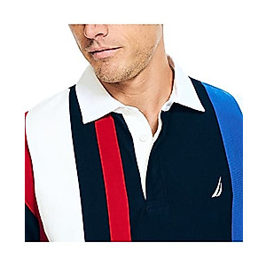 Nautica Men's Classic Fit Rugby Striped Polo, Vertical Navy