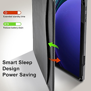 CoBak Case for Samsung Galaxy Tab S9 Plus 2023, Premium PU Leather Cover with S Pen Holder, Front Pocket & Multiple Viewing Angles, Auto Sleep Wake Feature for Samsung Galaxy Tab S9+