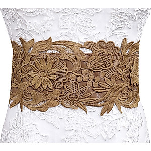 Lovful Women Faux Leather Lace Belt,Wide Wrap Around Obi Belt,Self Tie Boho Band Waist Belt,Khaki