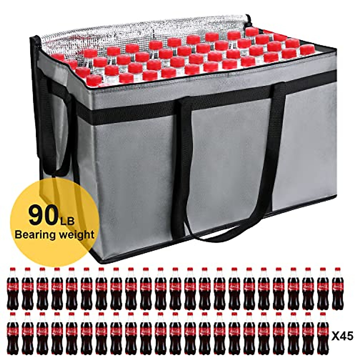 musbus insulated catering bag 22x14x13 Very heat XXXL Insulated Food Delivery Bag Cooler Bags Keep Food Warm Catering Therma for doordash cooler bags therma shopper accessories hot Gray Pizza