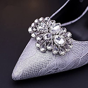 Ruihfas 2Pcs Bling Bling Crystal Rhinestones Wedding Party Prom Shoe Clips Buckles Decorations for Women 1.57×2.44inch