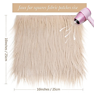 8 Pieces Faux Fox Fur Square Fabric 10 x 10 Inch Shaggy Fur Patches Fabric Cuts Chair Cover Seat Cushion Pad Supplies for DIY Craft (Multi-colored)