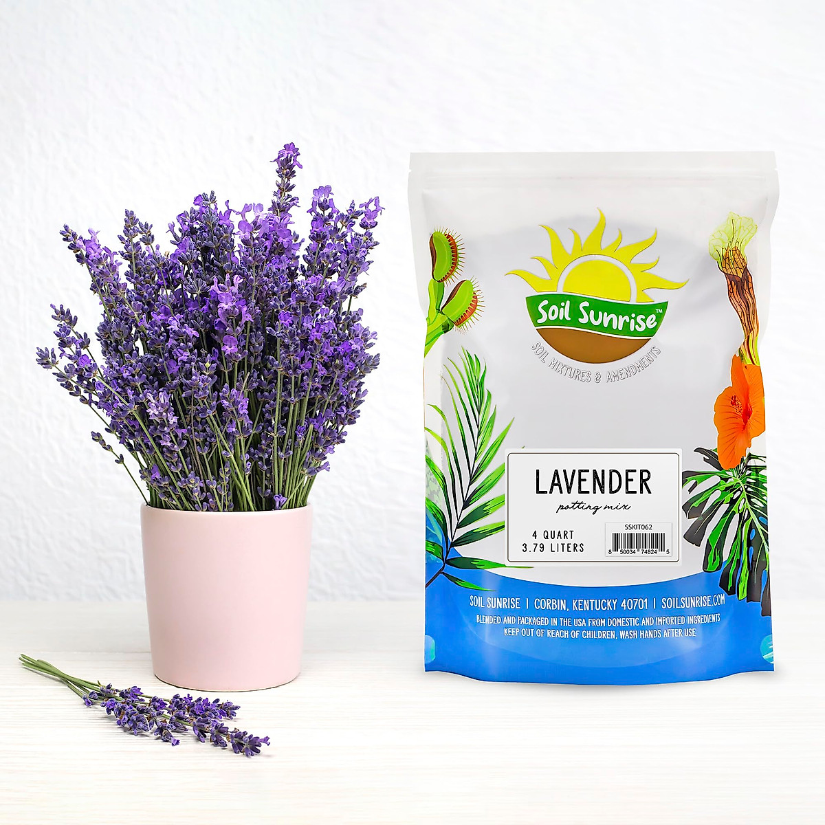 Lavender Potting Soil Mix (4 Quarts), Indoor/Outdoor Container Gardening Blend for Lavender Herb Plants