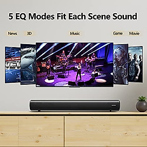 Passau Sound Bars for TV Speaker with Full-Range Divers, Bass/Treble Adjustable, Bluetooth 5.1, USB, AUX Inputs, 5 EQ TV Soundbar for Projector PC Home Theater 3D Surround Sound System-22.4 Inch