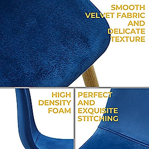 GreenForest Dining Chairs Set of 4 with Velvet Cushion Seat, Dining Kitchen Room Chairs, Mid Century Modern Upholstered Side Chairs with Metal Legs, Navy Blue