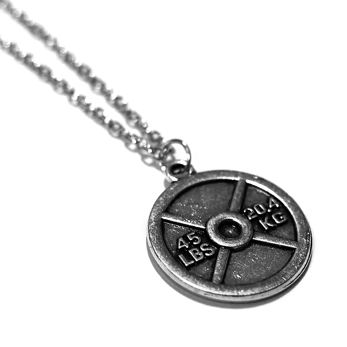 Santa Monica Charm Co. Weights & Fitness 45lb Plate Necklace Gym, Bodybuilding Fitness Training Gift