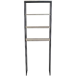 Sunnydaze 4-Tier Over The Toilet Storage Shelf - Industrial Style with Freestanding Open Shelves with Veneer Finish and Black Iron Frame - Etagere Bathroom Space-Saver Organizer - Oak Gray - 69-Inch