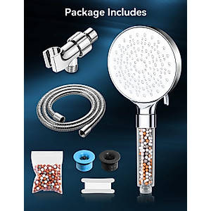 ODMJ Filtered Shower Head, High Pressure Shower Head with 6 Settings, Handheld Shower Head with 59" Hose and Bracket, Shower Head Filter for Hard Water, Water Saving Spray Soft Spa Shower Head