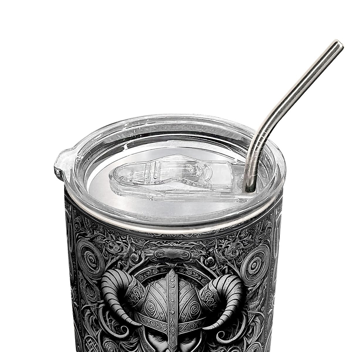 20oz American Viking Tumbler, Viking Gifts for Men, Norse Mythology Gifts, Coffee Thermos for Men, Stainless Steel Double Wall Vacuum Insulated Coffee Mug, Travel Cup with Lid