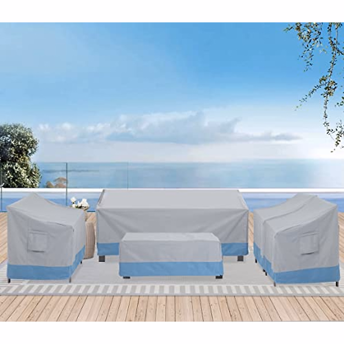 Solaste Patio Furniture Covers, 5-Piece Waterproof Outdoor Furniture Covers Set, Heavy Duty Tear-Resistant 600D Oxford Fabric Patio Sofa Covers