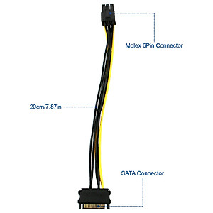 PCIE Riser Cable VER006C,GPU Risers for Mining Rigs,GPU Extension Cable,GPU Crypto Currency Mining Cable with 6Pin-SATA Power Cable and 23.6in Extension Cable,Extend PCIE X1 to PCIE X16(PCE-VER006C)