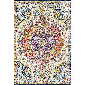 Livabliss Romaine Vintage Medallion Area Rug,6'7" x 9',Orange