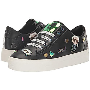 Karl Lagerfeld Paris Cate Shoes – Sneakers for Women with Iconic KLP Pins, Deep Black, 5
