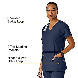 WonderWink W123 Women’s Basic V-Neck Scrub Top — Navy, Medium