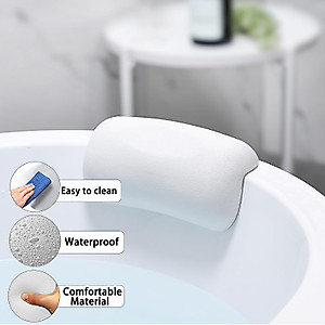 Bath Pillow for tub, Waterproof Bath Pillows for tub Neck and Head Support, Comfortable Bath tub Pillow headrest for Soaking, Spa, Tub Pillow for Bath Accessories with Strong Non-Slip Suction Cups