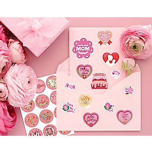 Funnlot Mothers Day Stickers Happy Mothers Day Stickers 348PCS Mothers Day Stickers for Kids Mothers Day Labels for Envelope Card Decorations Boxes Party Favor