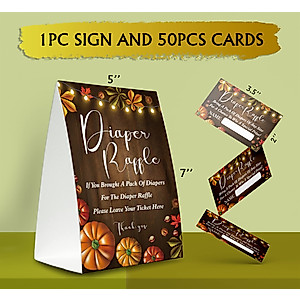 Tesedupoole Baby Shower Diaper Raffle Sign, 50 Guessing Cards, Multicolor, 5x7 Inches