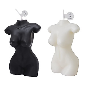 2PCS Body Shaped Candles, Female Body Candle Soy Candle Scented Candle Valentine's Day Home Aesthetic Decoration Candle (White, Black)