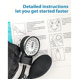 Clairre Professional Sphygmomanometer Manual Blood Pressure Cuff and Stethoscope Kit for Nurses/Doctors/Nursing Students, Carrying Case Included, Universal Cuff Size: 9-16 inch (Black)