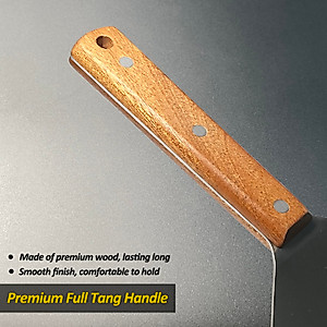 Extra Wide Spatula, Large Metal Spatula with Full Tang Wooden Handle & Beveled Edges for Skillets, Griddles & Grills, Pancake Flipper Spatula, Smash Burgers Spatula, 6 x 5-inches