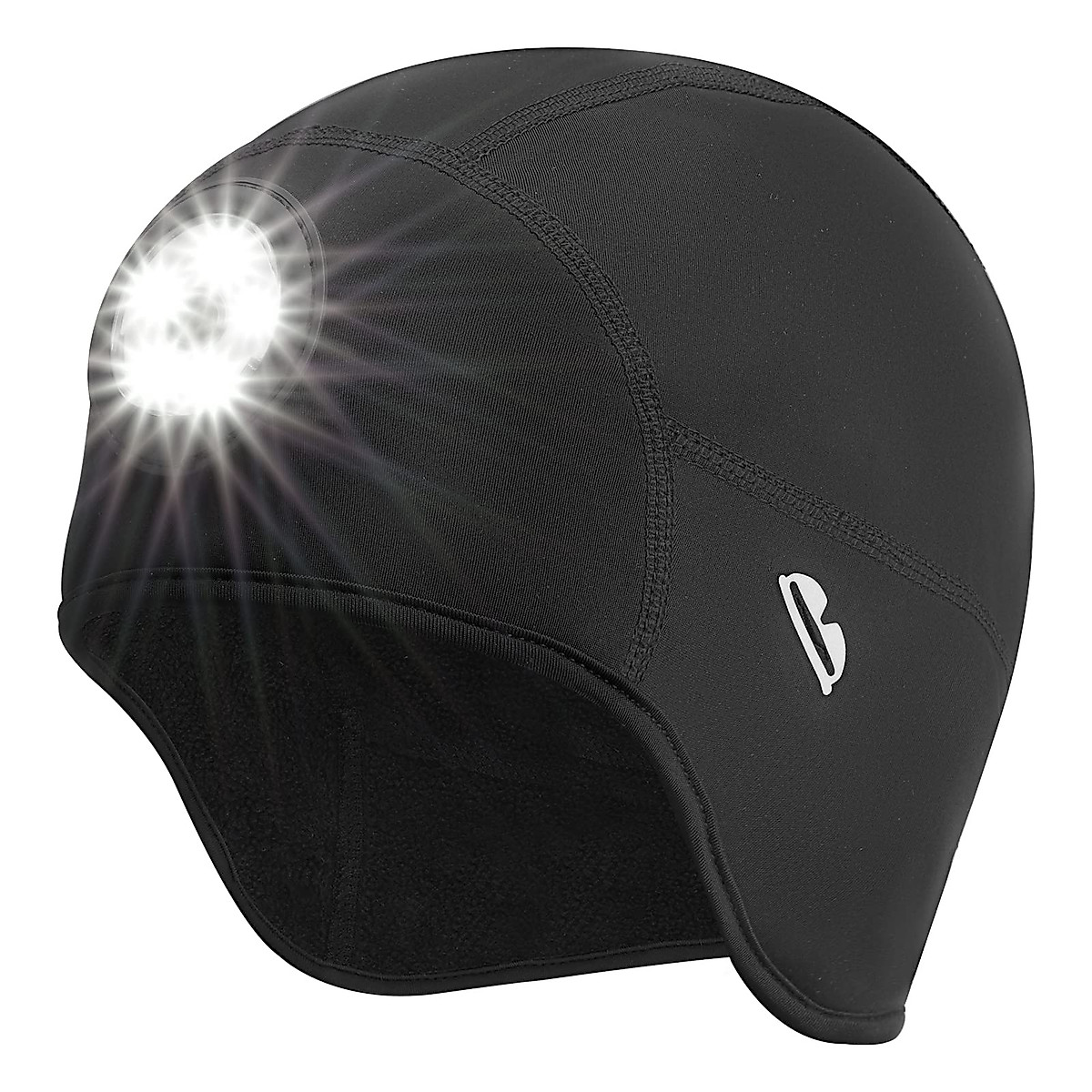 ROCKBROS LED Skull Cap with Light, Rechargeable Headlamp Cap, Winter Warm Running Cycling Cap, LED Lighted Beanies Hat,Headlight Flashlight Hiking Camping,Tech Gifts for Men Women Handyman Teens Black