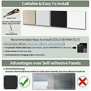 TroyStudio 20Pcs Acoustic Panels, 12 x 12 x 0.3 Inches Polyester Felt Wall Covering Tiles Sound Absorbing Panel, Decorative Padding Reverb Echo Dampening Boards for Door Music Recording Home Studio