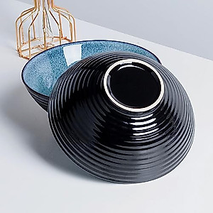 Auanlay 8 Inch Ceramic Ramen Bowl Set of 2, Porcelain 40 oz Japanese Udon Soba Pho Asian Soup Noodle Bowls with Chopsticks and Spoons