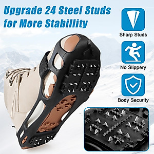 Ice Cleats for Shoes and Boots,Walk Traction Cleats Crampons for Walking on Snow and Ice Anti Slip Ice Shoes Grippers Snow Cleats for Men Women Winter Hiking Climbing
