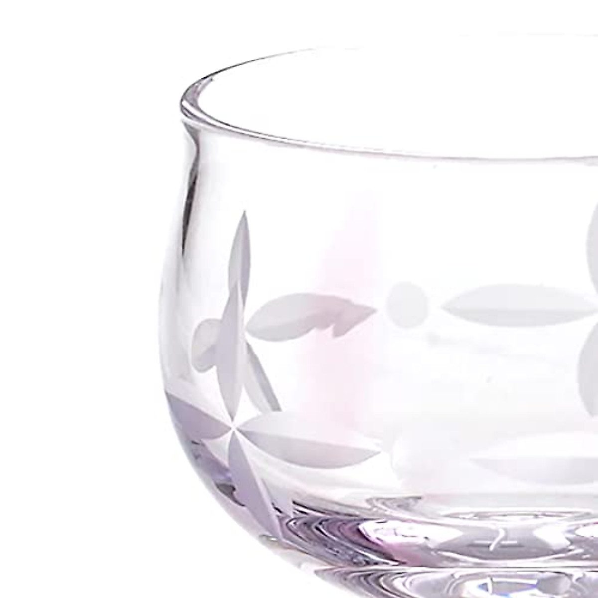 Tomi Craft, Otaru Kiriko Ochoko, Japanese Sake Cups, Beautiful Cut Glass, Craftsmen in Otaru Hokkaido, Hand Made in Japan, Tomi Glass OG101 (Pink)