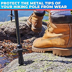 6Pcs Hiking Walking Stick Tips - Rubber Tips for Hiking Poles Hiking Accessories Collapsible Walking Stick Tips Rubber Tips for Canes - Hiking Pole Tips Rubber Tips for Walkers