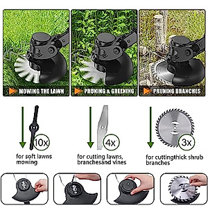 Weed Wacker Battery Powered 21V Battery Operated Weed Eater with 17 Blade Cordless Weed Trimmer for Yard Lawn and Garden