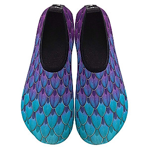 Water-Shoes-Swim-Shoes Quick-Dry Barefoot Aqua-Socks-Beach-Shoes for Pool Yoga Surf for Women-Men(Fish-Scale/blue-green-38/39)
