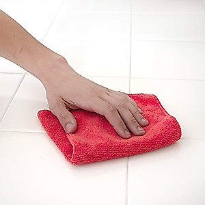 CleanAide Microfiber Cleaning Towels, Reusable Lint-Free and Absorbent Cloth for Kitchen and Car Use, 300GSM, 12 x 12 in. Red, 50-Pack