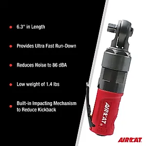 AIRCAT Pneumatic Tools 810-RW: 3/8-Inch Compact Impacting Ratchet 550 RPM, 50 ft-lbs Maximum Torque