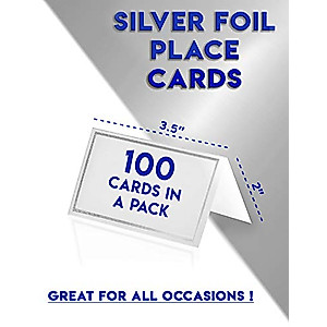 Alpine Industries Tent Place Cards 2” x 3.5”, Place Cards for Weddings, Events, & Special Occasions High-Grade Elegant Design - (White - Silver Border)