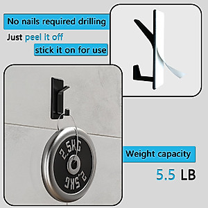 chengcan Self Adhesive Wall Hook Can Withstand 20 LB of Adhesive Carbon Steel Space Aluminum Hook Used for Coat Hooks Bathroom Towel Hanging Door Kitchen Storage Hook (Black 2 Pack)