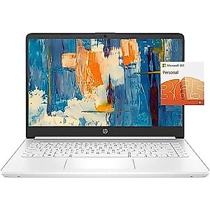 hp Stream Laptop, 14" HD Display, Intel Celeron N4120 Processor, 8GB Memory, 320GB Storage (64GB eMMC + 256GB Card), 1-Year Office 365, Webcam, HDMI, Wi-Fi, USB-C, Windows 11 Home, White, JVQ MP