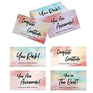 200 Pieces You are Awesome Greeting Cards Watercolor Thank You for Making a Difference Cards Appreciation Note Recognition Postcards for Staff Team Doctor Nurse Volunteer Teacher Students, Pink