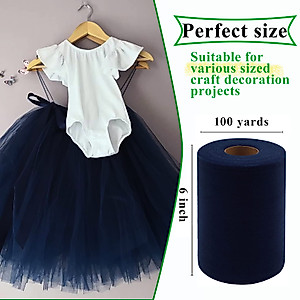 Navy Blue Tulle Fabric Rolls 6 Inch by 100 Yards (300 feet) Fabric Spool Tulle Ribbon for DIY Navy Blue Tutu Bow Baby Shower Birthday Easter Party Wedding Decorations Christmas Craft Supplies