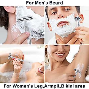 Safety Razor Set for Men Women w/Razor Stand,Razor Refills,Shaving Cream,Shaving Kit for Men Women Gift Beard Trimming Kit Birthday Gifts for Men Dad Husband Boyfriend Christmas Stocking Stuffers