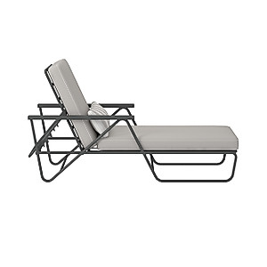 Novogratz 88063CWG1E Poolside Gossip Collection, Connie Outdoor Chaise Lounge, Gray