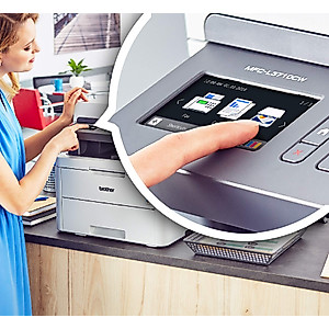 Brother MFC-L3710CW Compact Digital Color All-in-One Laser Printer, Wireless Printing, Print Scan Copy Fax, 19 ppm, 250-sheet, Built-in Wireless, 600x600DPI, 512 MB, Bundle with JAWFOAL Printer Cable