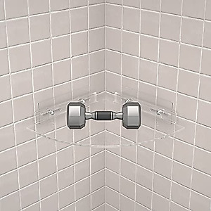 2-Pack Adhesive Shower Shelves, Acrylic Bathroom Corner Shelf, Clear Floating Storage Organizer, Wall Mounted No-Drilling Shower Caddy for Kitchen, Toilet, Shampoo, and Dorm.