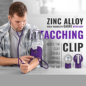 ASA TECHMED Dual Head Sprague Stethoscope and Sphygmomanometer Manual Blood Pressure Cuff Set with Case, Gift for Medical Students, Doctors, Nurses, EMT and Paramedics, Purple