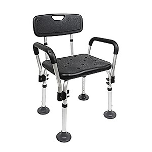 Pepe - Shower Chair for Inside Shower with Arms, Adjustable Shower Seats for Elderly, Shower Chair for Bathtub, Bath Seats for Adults, Black Shower Stool for Seniors, Free Assembly