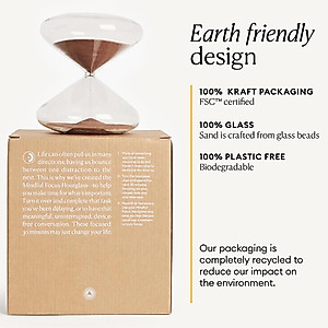 Mindful Focus 30-Minute Hourglass Sand Timer, Desk Timer for Productivity and Time Management, Minimalist Hourglass Timer, Hour Glasses Decorative Gifts, 3.3 (L) x 2.9 (W) inches - Intelligent Change