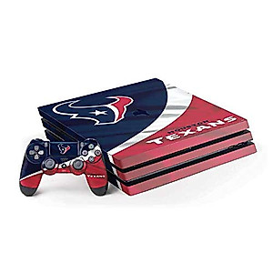 Skinit Decal Gaming Skin Compatible with PS4 Pro Console and Controller Bundle - Officially Licensed NFL Houston Texans Design