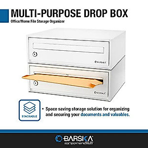 Barska CB13118 Key Lock Multi-Purpose Desktop Envelopes Cash Documents Suggestions Drop Box Organizer White 15.75" x 11" x 4.87"